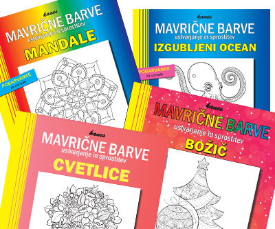 Paket pobarvank za odrasle: Metulji, Cvetice in Mandale | 1nadan.si